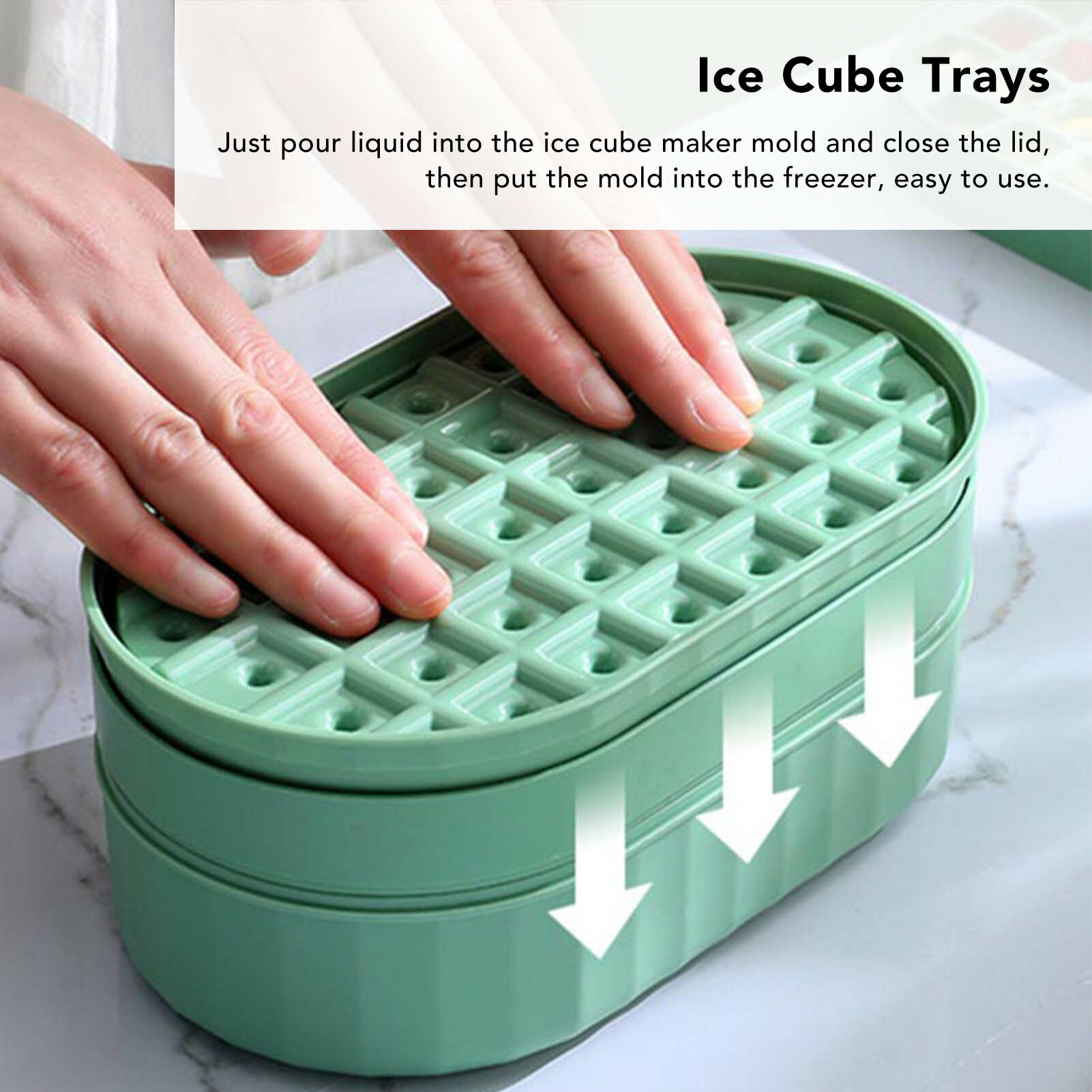 36 решетчатых лотков для льда, многоразовая штабелируемая форма для изготовления кубиков льда с крышкой, совок для льда для морозильной камеры, зеленый цвет