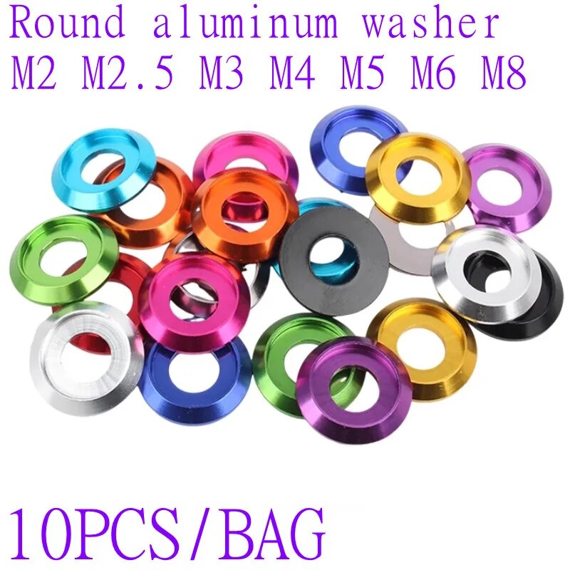 Цветные алюминиевые шайбы M2-M8 red, m6 10pcs