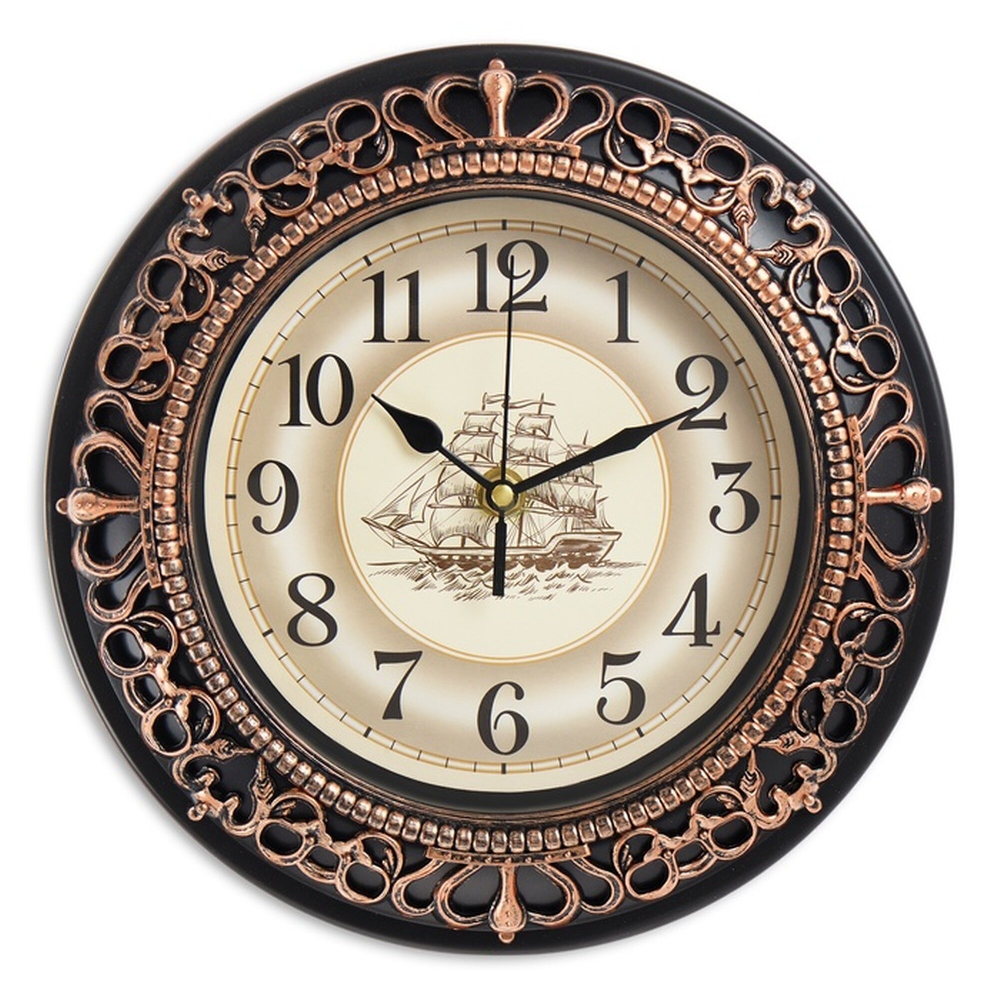 Часы настенные интерьерные «Фрегат», d - 25 см, плавный ход, арабские цифры