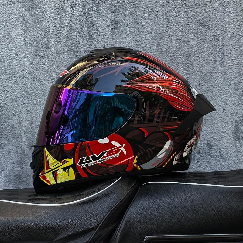 Мотошлем LVS с встроенными очками, ABS-пластик, для мужчин, женщин и детей