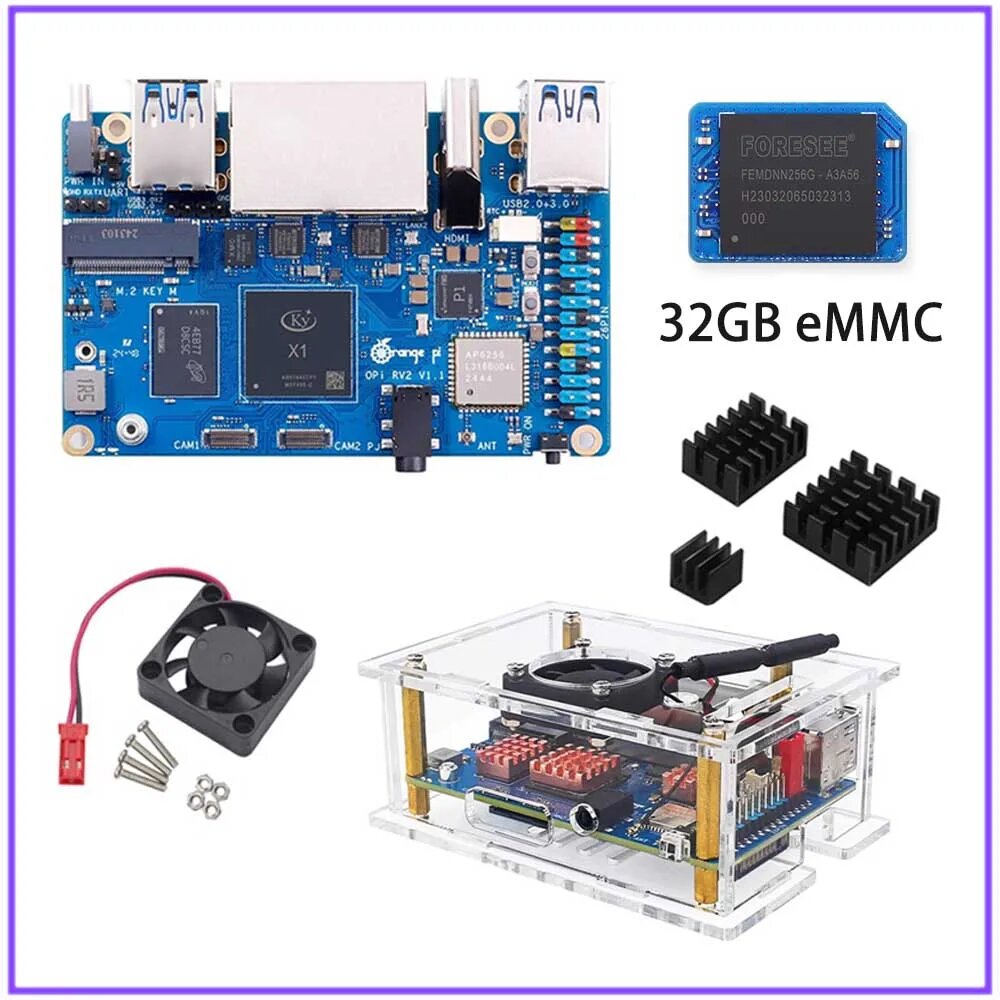 Geekdiytime Orange Pi RV2 Мини-ПК 2/4/8 ГБ ОЗУ Bundle 6, 2GB RAM