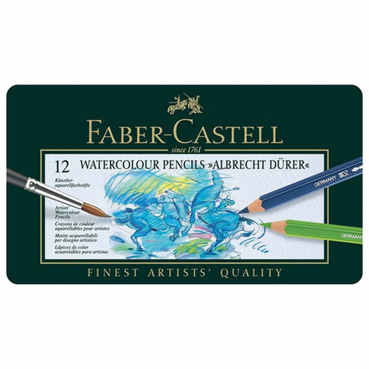 Карандаши акварельные 12 цветов Faber-Castell Albrecht Durer (d=3.8мм, 6гр) метал. коробка (117512)