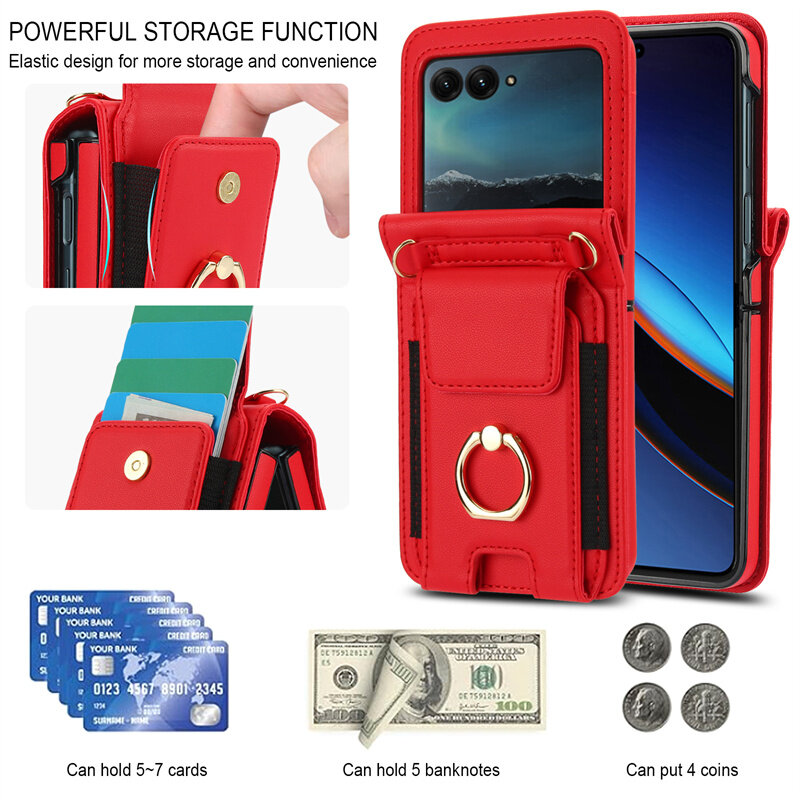 Подходит для Motorola Razr 60 / Моторола Разр 60 Модный Кошелек премиум-класса, кожаный чехол для мобильного телефона, Разр 60, подставка, soft touch,360° Полная защита, кобура, резина, пластик