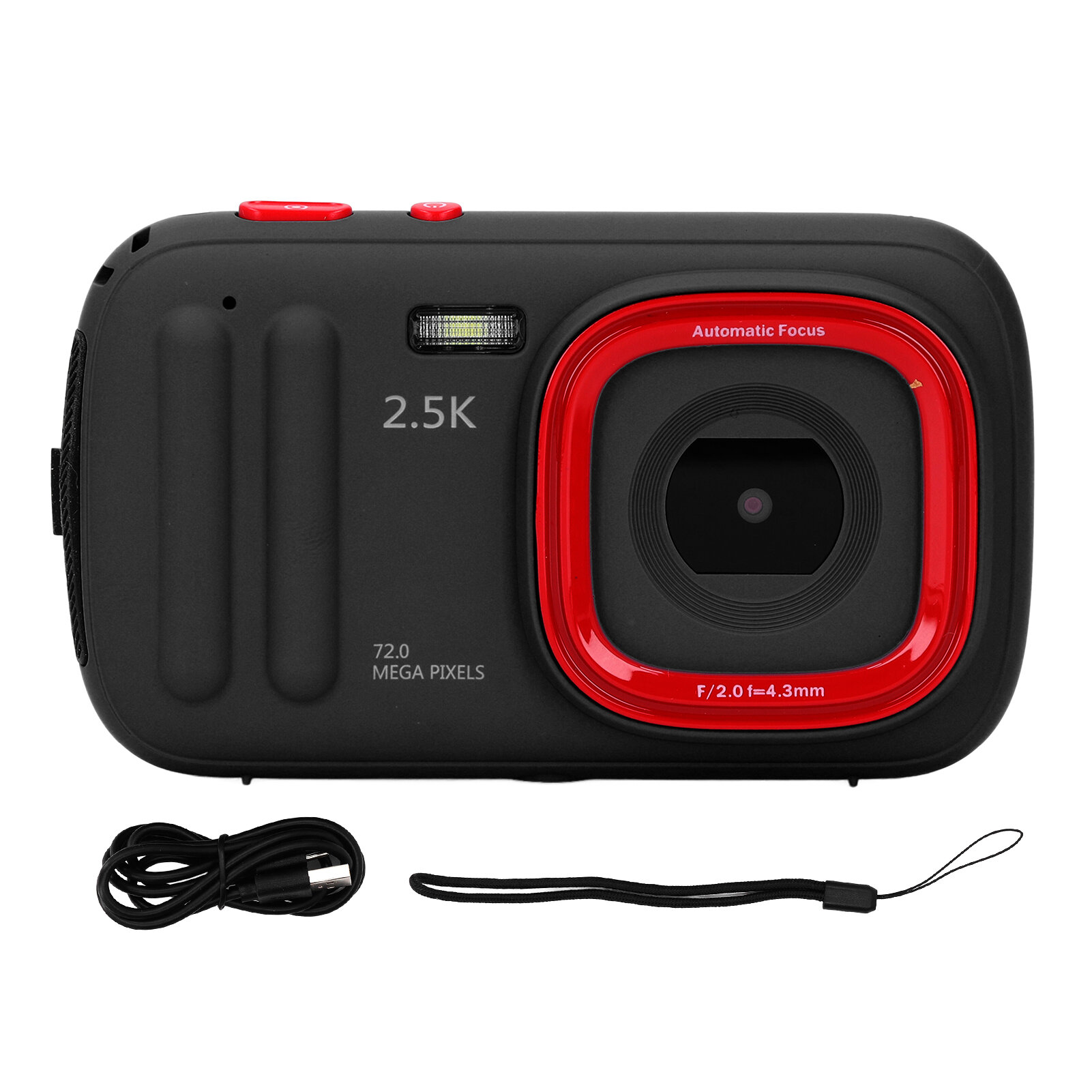 Digital Camera 72MP 2.5K 16x Zoom Anti Shake Auto Focus Compact with 2.4 Inch IPS Display for Travel Vlog Black