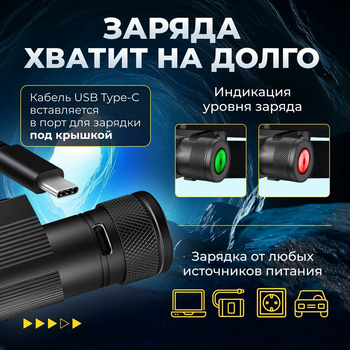 Фонарь налобный, LED, холодный белый, 138 г, черный, темно-серый — фото 1