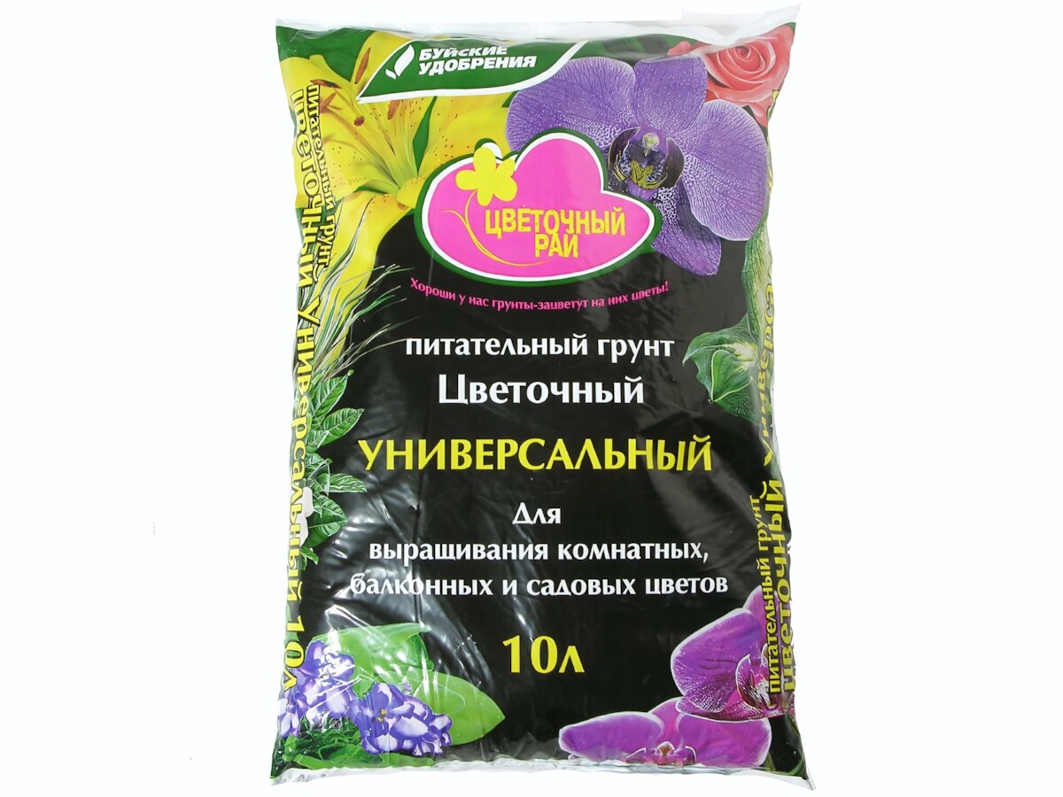 Грунт универсальный «Цветочный рай» 10л, питательный, для комнатных, балконных и садовых цветов