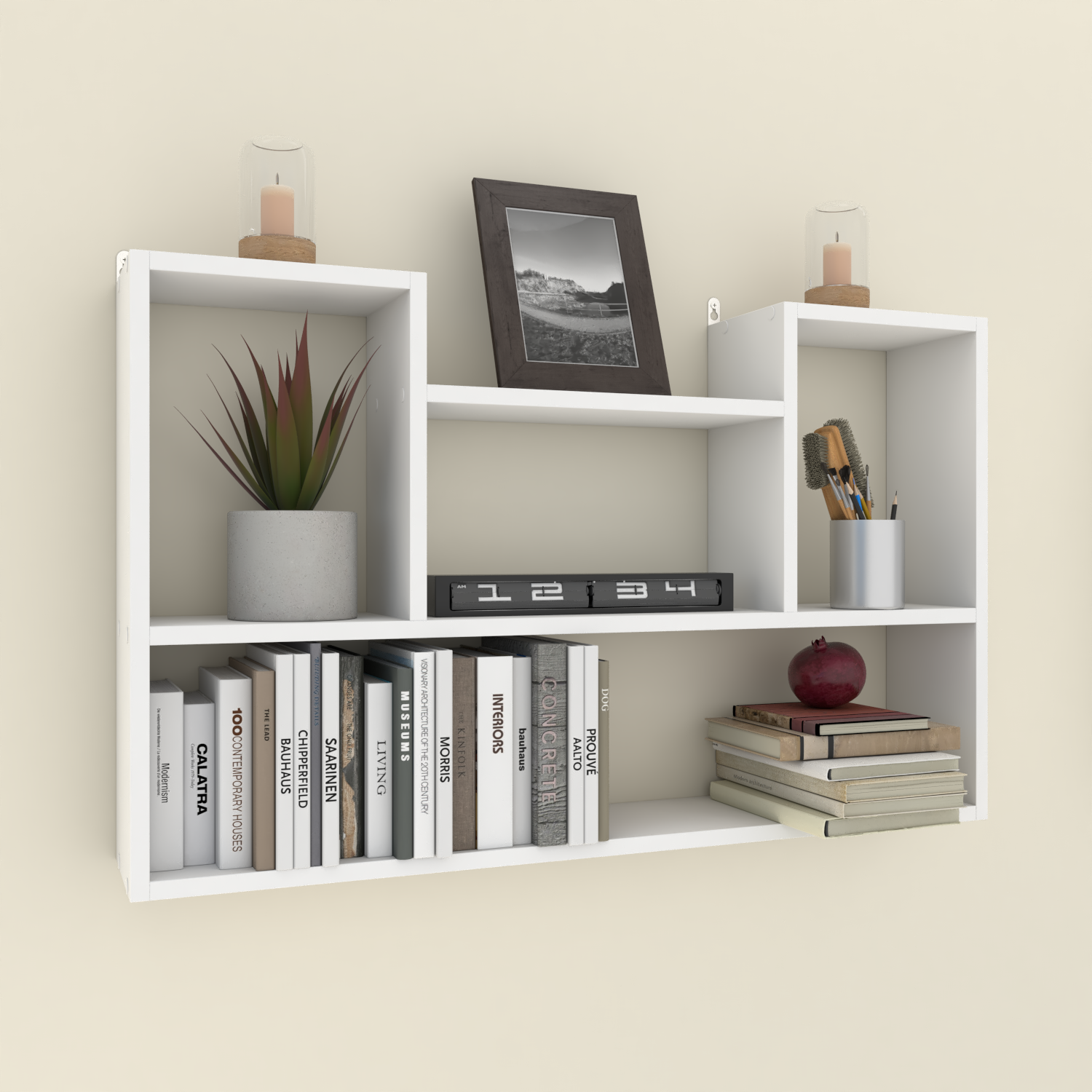 Полка Bromas, ЛДСП, для книг и игрушек, настенная, 90x16x55 см, белая