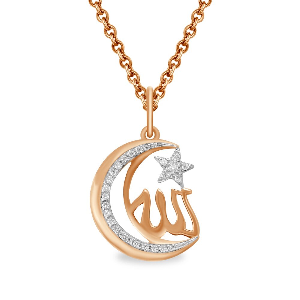 Подвеска, красное золото, 375 проба, родирование, фианит