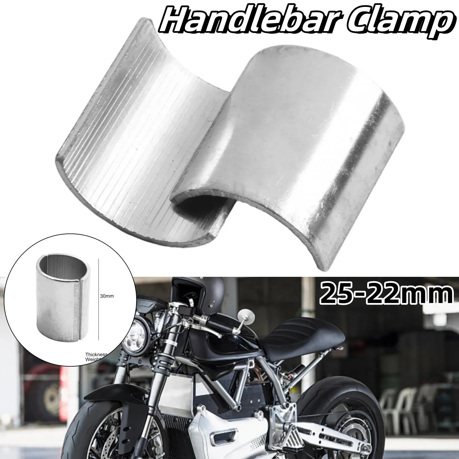 Крепления на руль 25-22 мм, хомуты, хомуты, прокладки, набор алюминиевых зажимов на руль, адаптеры, переходники, распорки для замены
