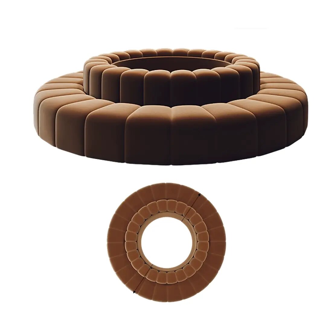 Круглый диван для зоны посетителей в стиле Bla Sofa (цвет коричневый 300*65 см)