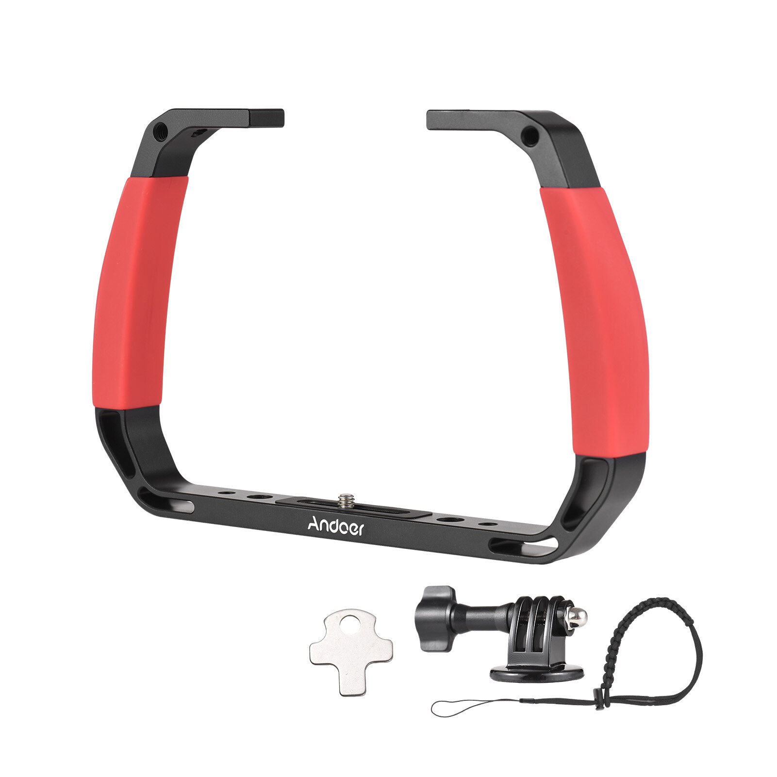Спортивная камера Andoer для подводного дайвинга. Ручной стабилизатор для экшн-камеры. Клетка для дайвинга с креплениями для холодной обуви. Ремешок на запястье. Совместимость с GoPro Hero 12/11/10, DJI Osmo Action 4/3/2, Insta360.