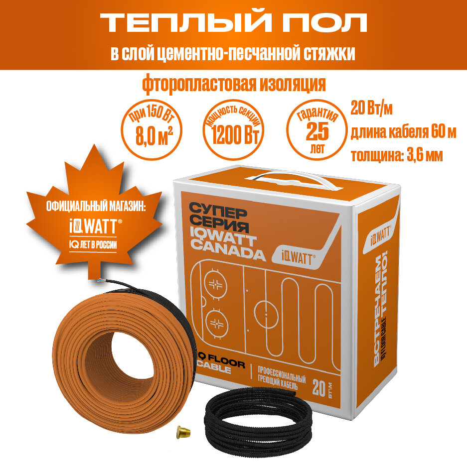 Греющий кабель IQ FLOOR CABLE 60