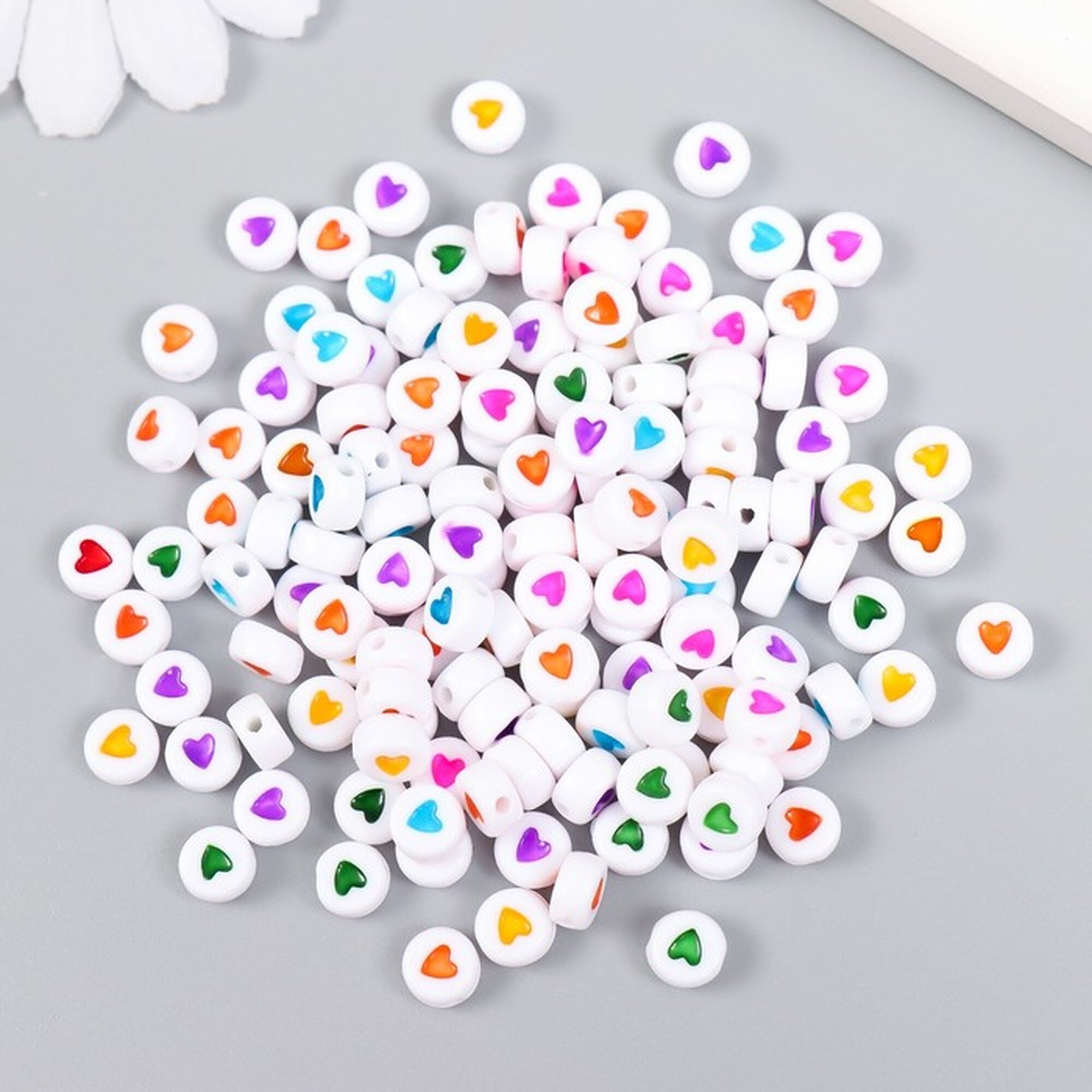 Набор бусин для рукоделия и плетения «Арт Узор. Сердечко в круге», 20 г, пластик, разноцветные, 0, х0.7 см