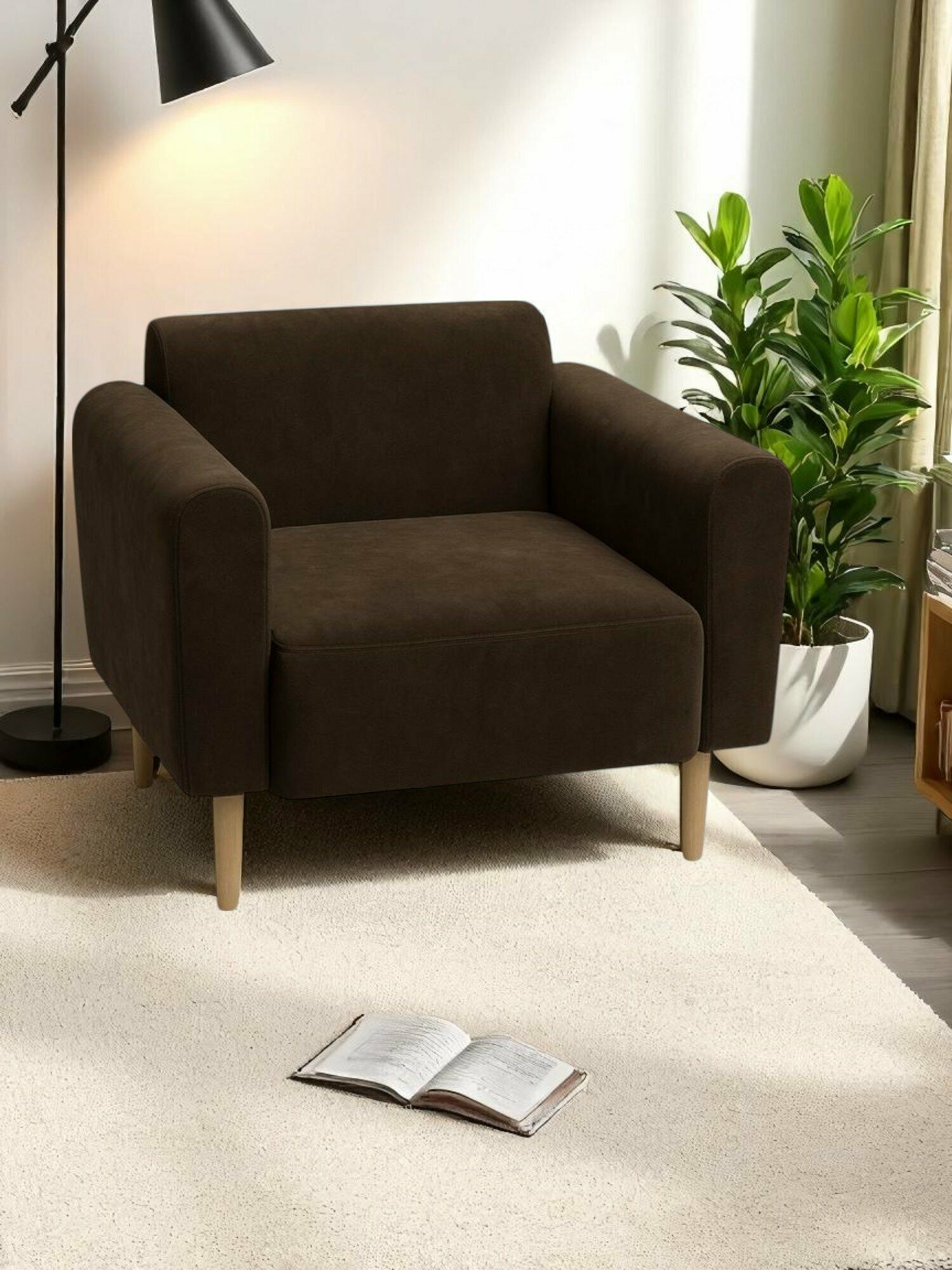 Кресло Рондо в гостиную, мягкое для дома и отдыха, велюр Jawa Venge 07