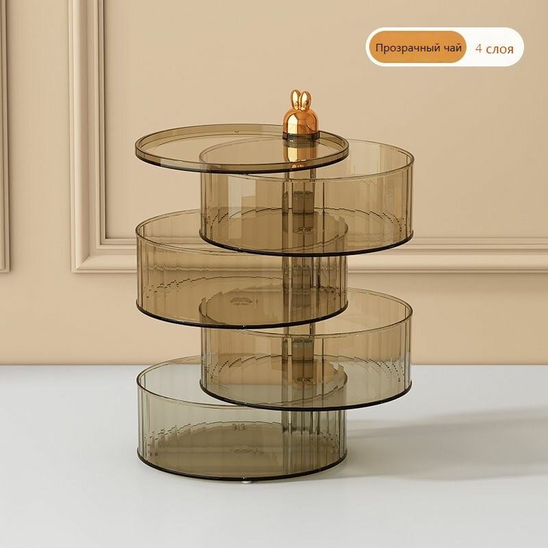 Трехъярусная менажница с крышкой для хранения сладостей, конфет, печенья и орехов вращающаяся на 360 градусов, компактная и удобная