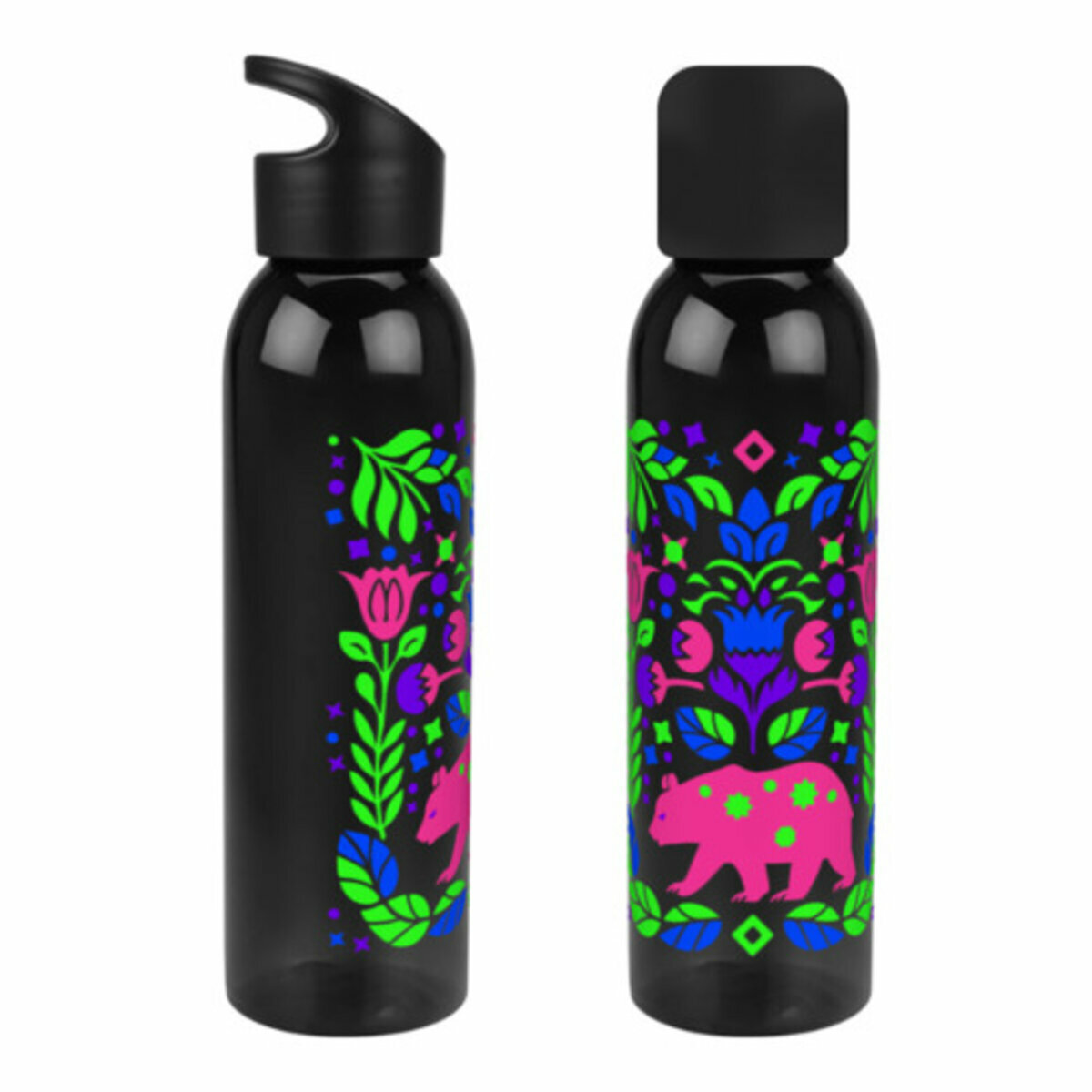 Бутылка для воды «Медведь среди ягод» (черный)