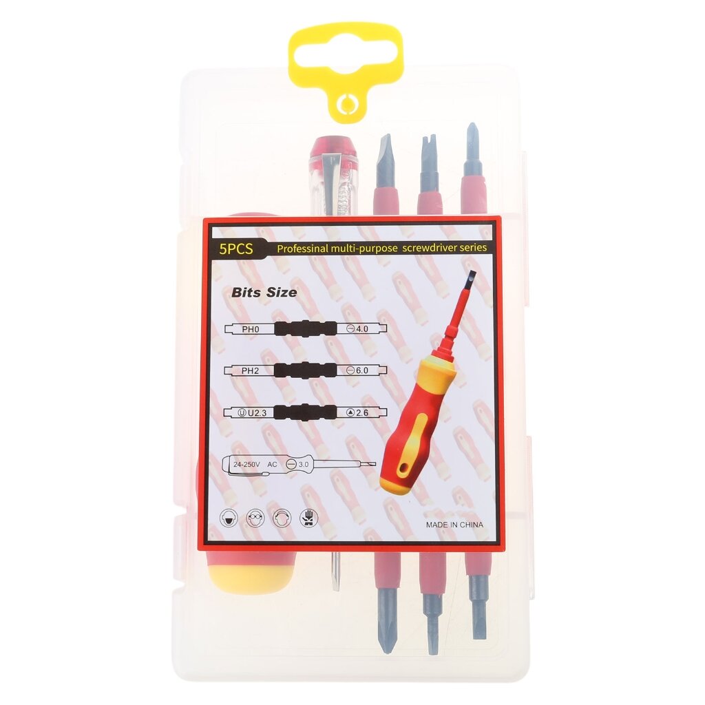 Набор изолированных отверток 5 в 1 Многофункциональный магнитный наконечник для электриков Техники Безопасное обслуживание электрооборудования