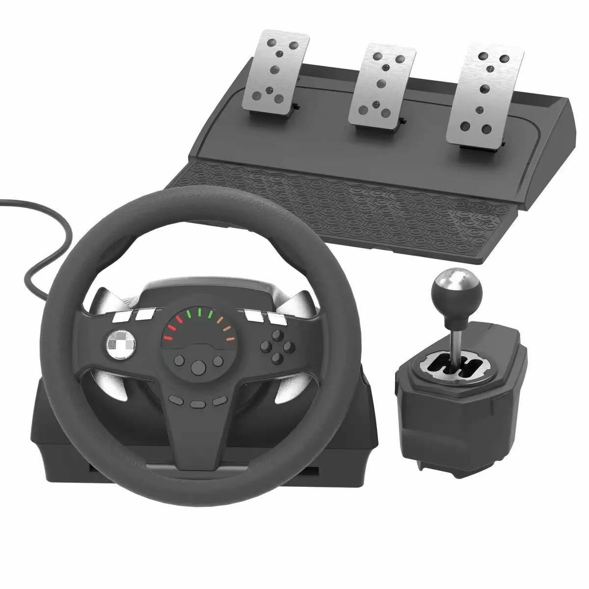 Гоночный руль PC Racing с датчиком трех педалей плюс рычаг переключения передач; Мультиплатформенное приложение
