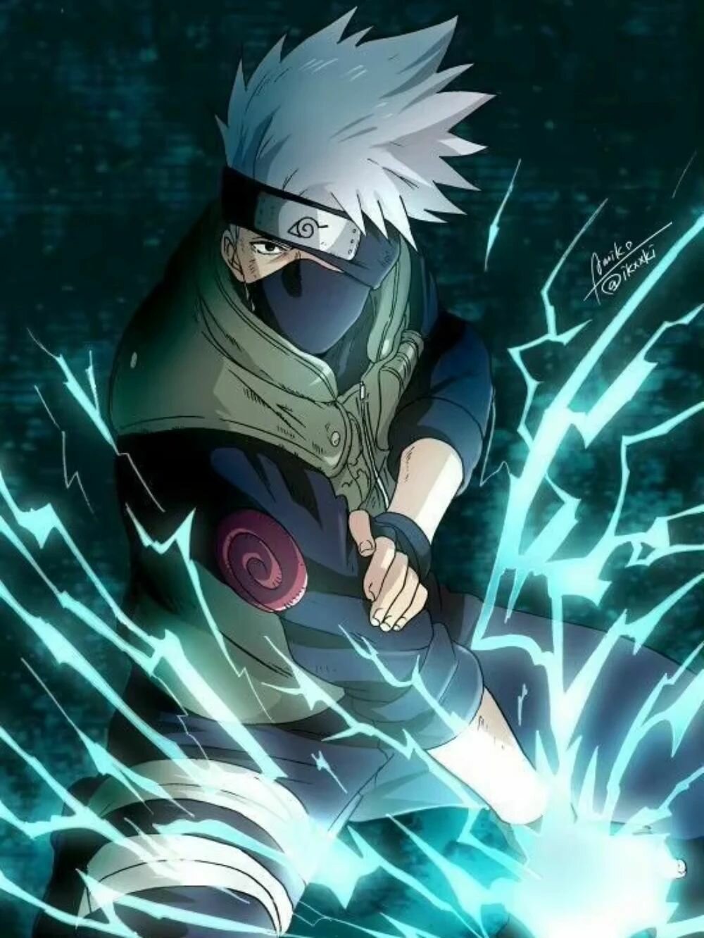 Алмазная картина "Наруто Какаши" алмазная огранка 40х50 см,40X50CM, белый