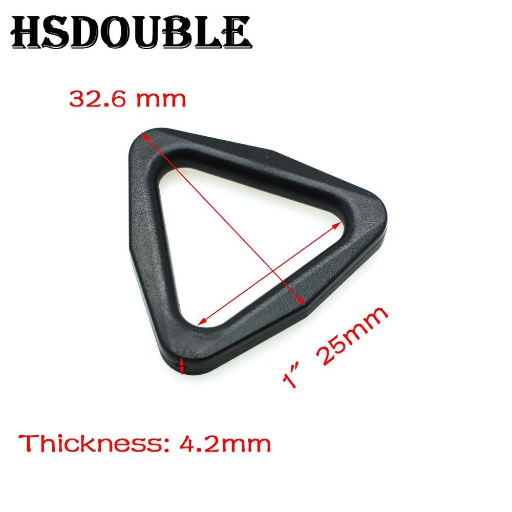 Пластиковые треугольные пряжки-регуляторы HSDOUBLE для ремней 20-45 мм 10pcs, webbing size 25mm