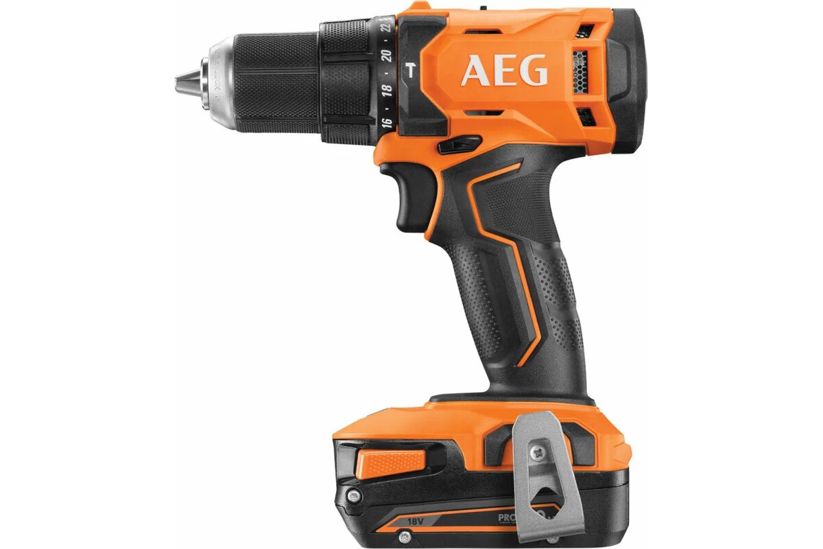 Ударная дрель-шуруповёрт AEG BSB18G4-202C, Li-Ion, 18В, 2 Ач, в кейсе, подсветка, 2 скорости