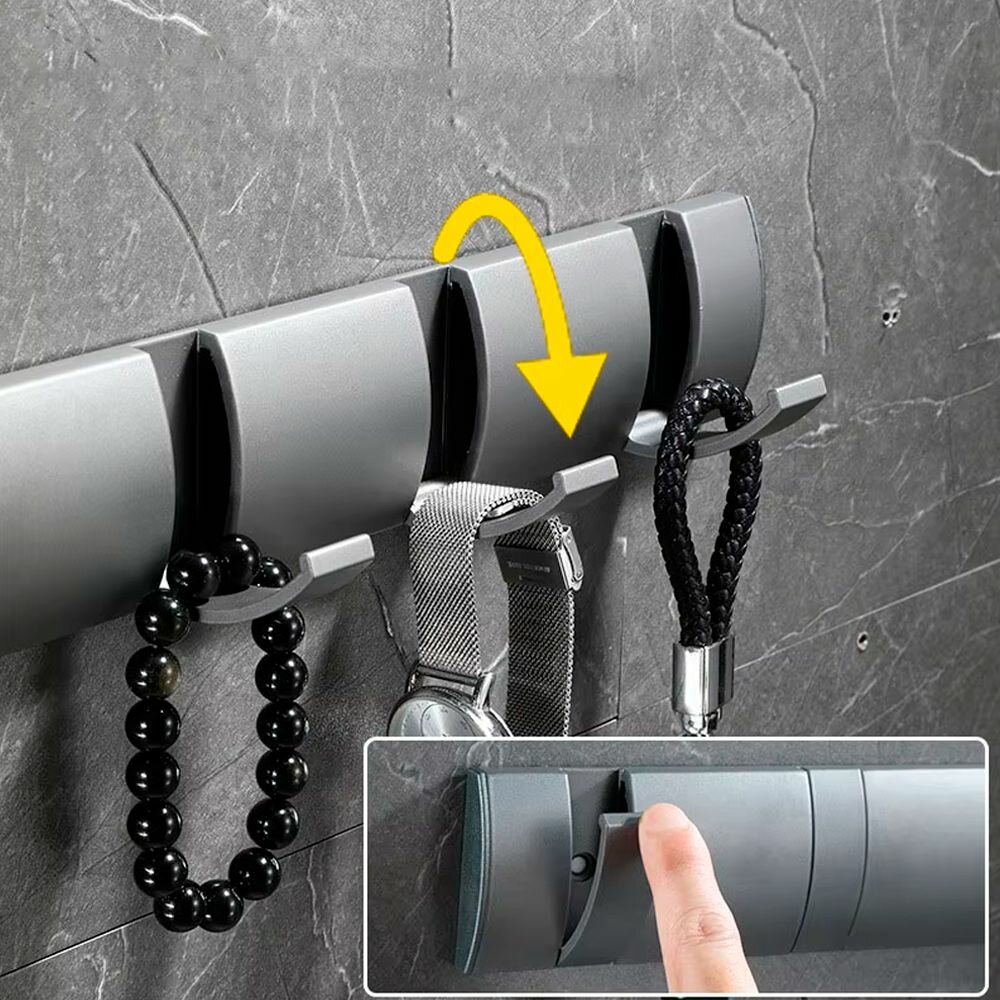 Вешалка настенная "Чeрный", для одежды, металл, 4 крючка, складная, цвет черный