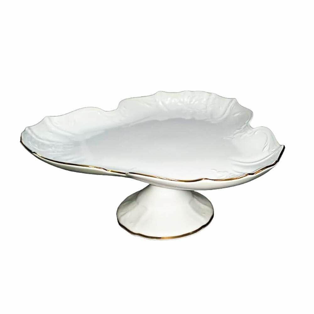 Поднос треугольный 35 см на ножке; "Bernadotte", декор "Отводка золото", Thun/ БТФ1534