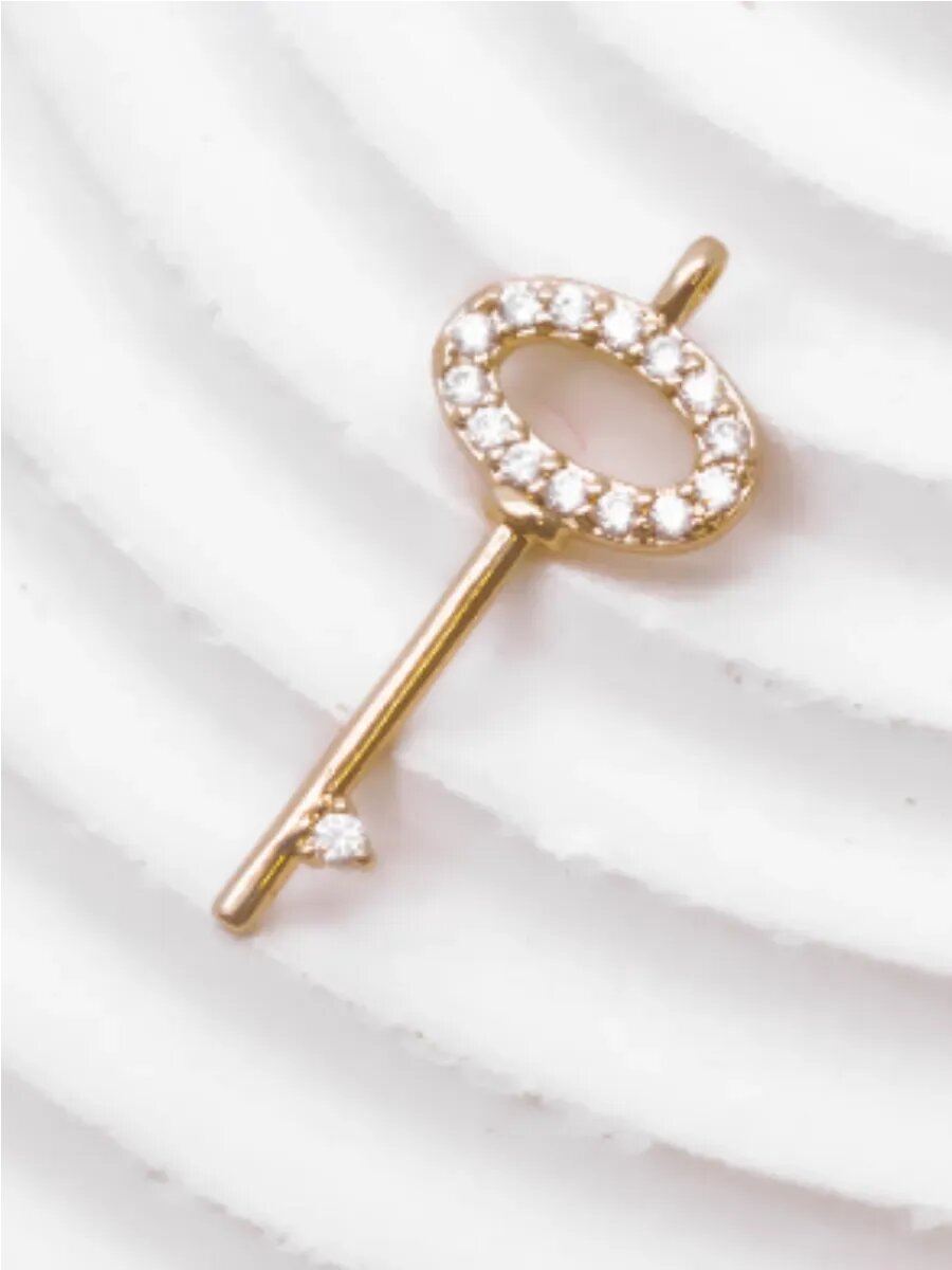 8280 Подвеска 10*22 мм ключик с фианитами 1 шт для бижутерии