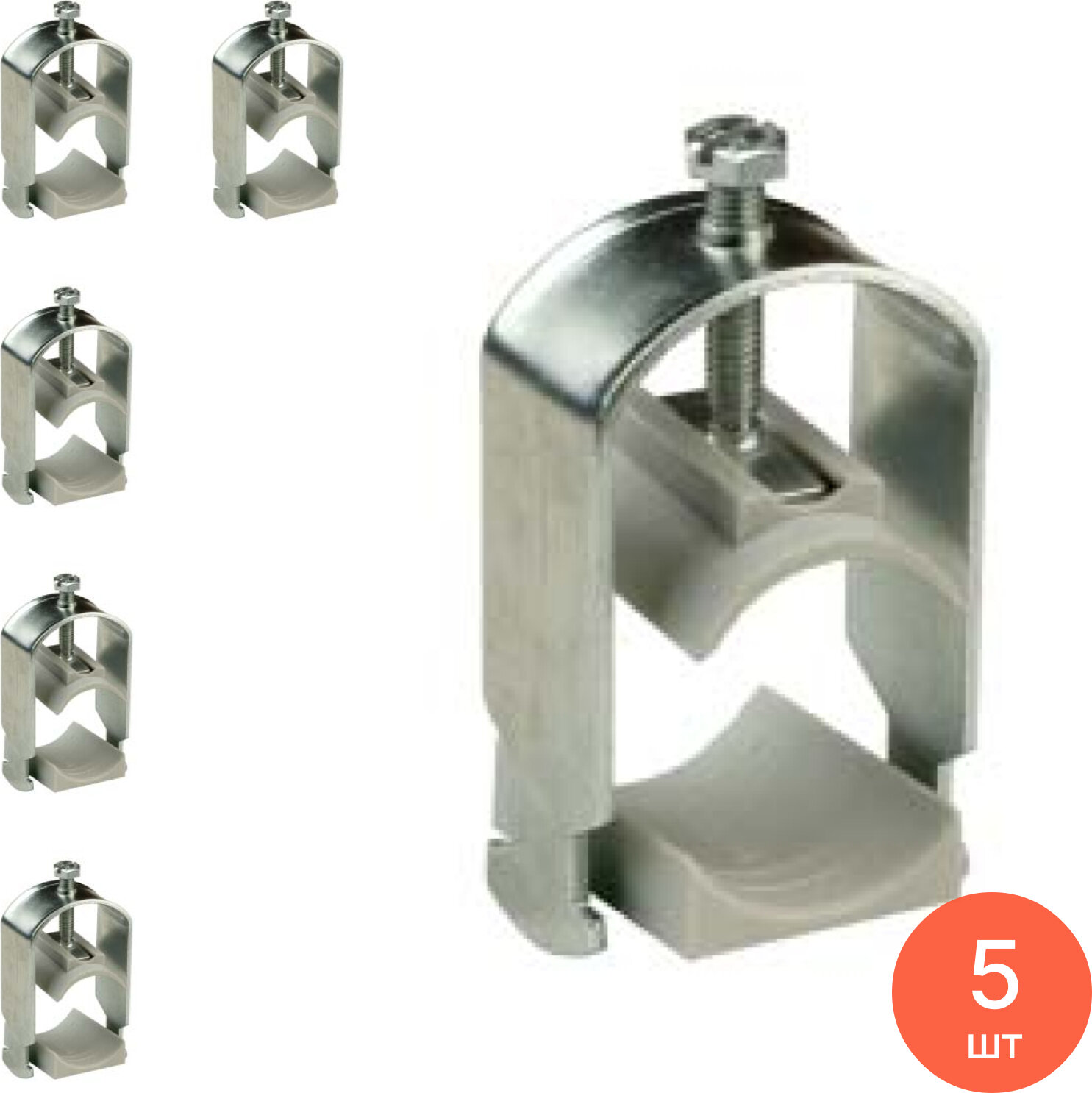 Зажим для кабеля DKC / ДКС для С-профиля, из прочной оцинкованной стали, диаметр проводника 12-18мм, 1шт. / электрика (комплект из 5 шт)