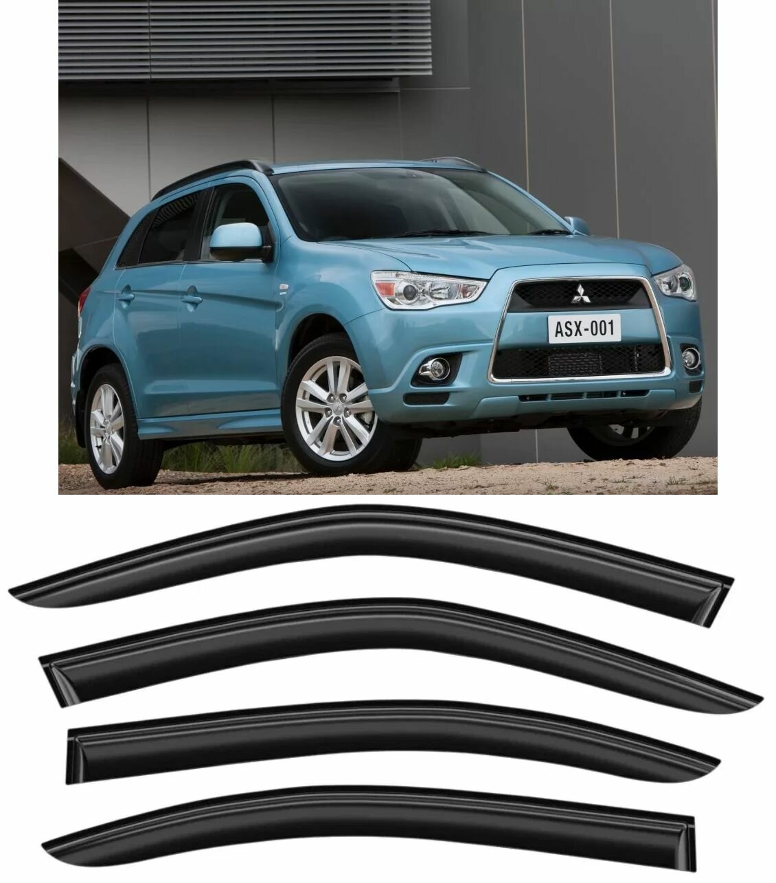 Дефлекторы боковых окон PEUGEOT 4008 Пежо (2012-2017) / MITSUBISHI ASX Митсубиси АСХ (2010-2013)