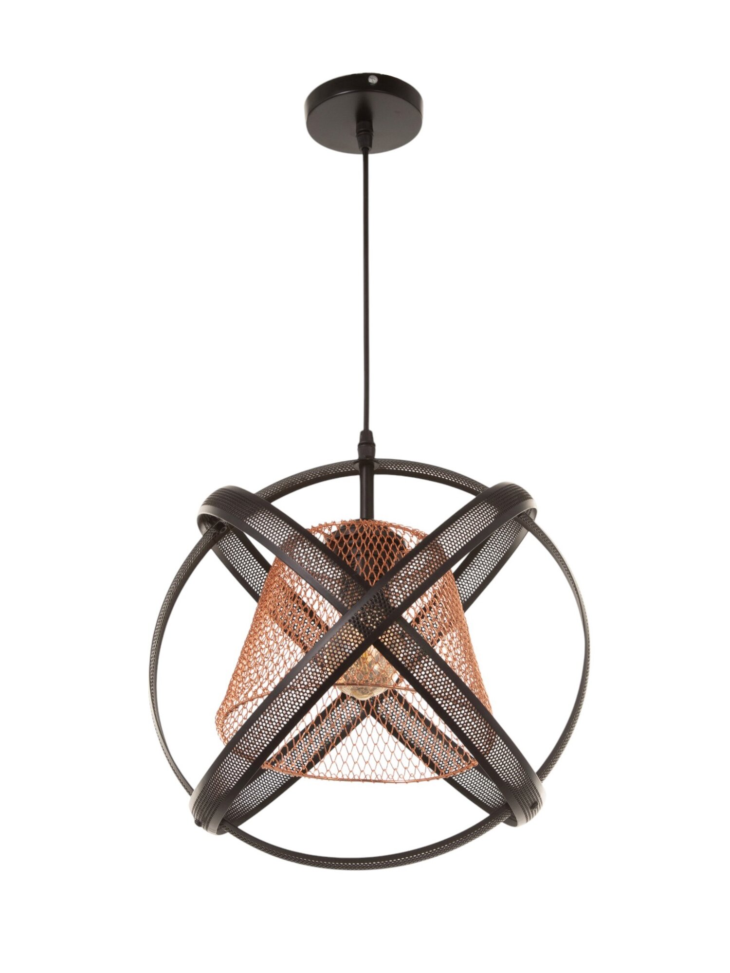 Светильник «Орбита» 1×40 Вт Е27 черный/медь 33×33×33(+100)см