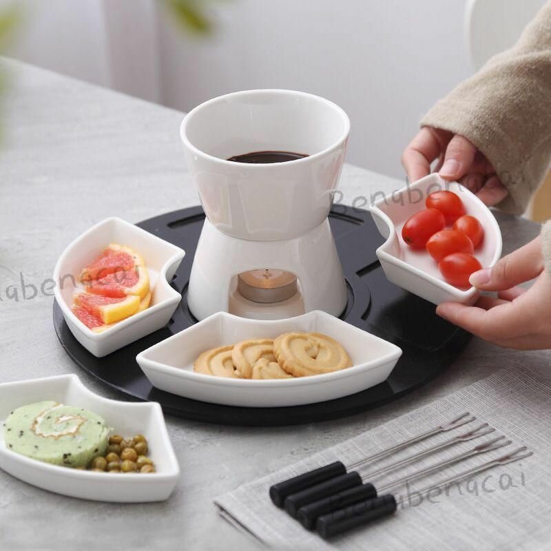 Набор для фондю "Шоколадное", чаша 10,5 см, 4 персоны, белый