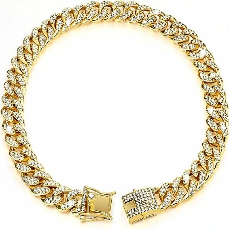 Собачья цепочка с бриллиантовой цепочкой, металлический ошейник-цепочка, аксессуары для домашних животных, подходящие для больших, средних и маленьких собак и кошек-3