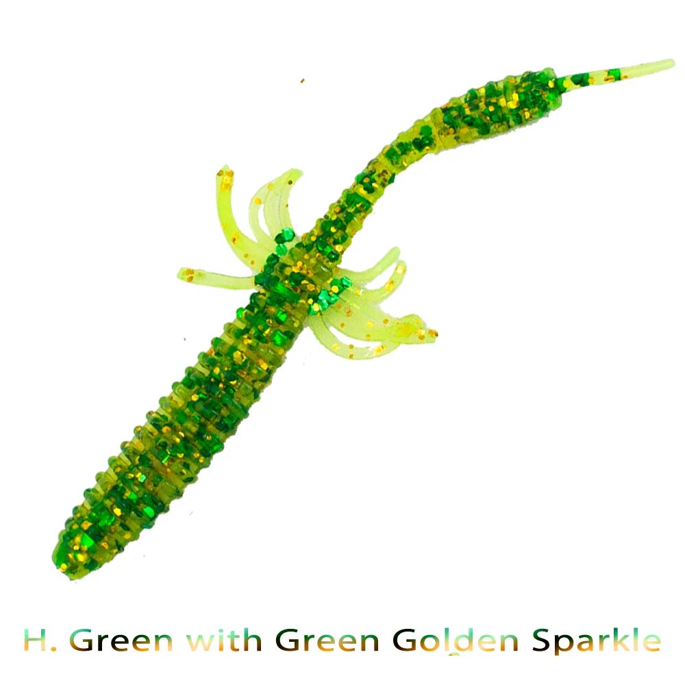 Мягкие приманки GETHOOKED Черви Существа 7,5 см Зеленый, Green Green Sparkle