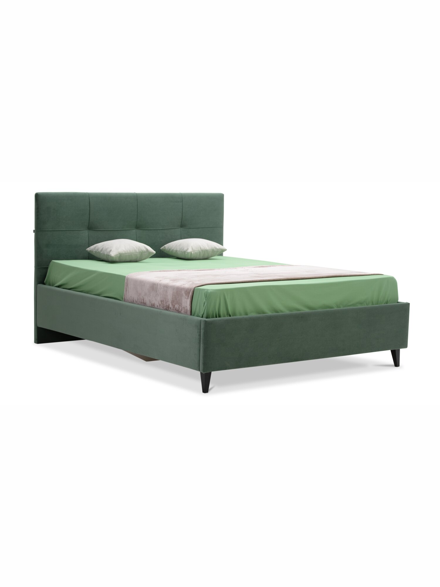 Двуспальная кровать "Ладья" Айлен 180х200 см, с подъемным механизмом и ящиком для белья, велюр Ultra olive