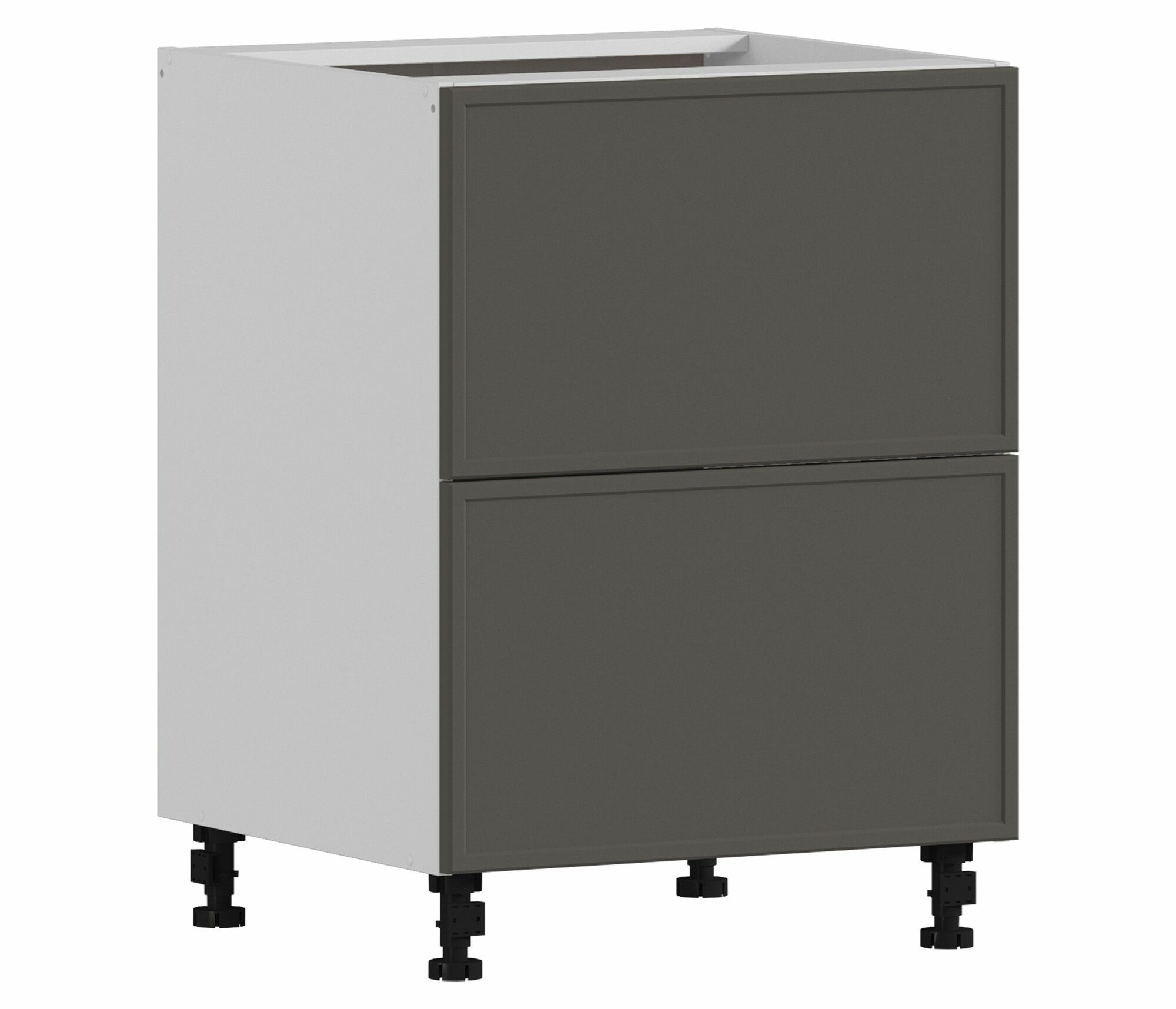 Кухонный модуль напольная тумба столплит Регина РСЯ-60 с ящиками, ЛДСП, Белый/МДФ Квадро Базальт, 60х56х82 см