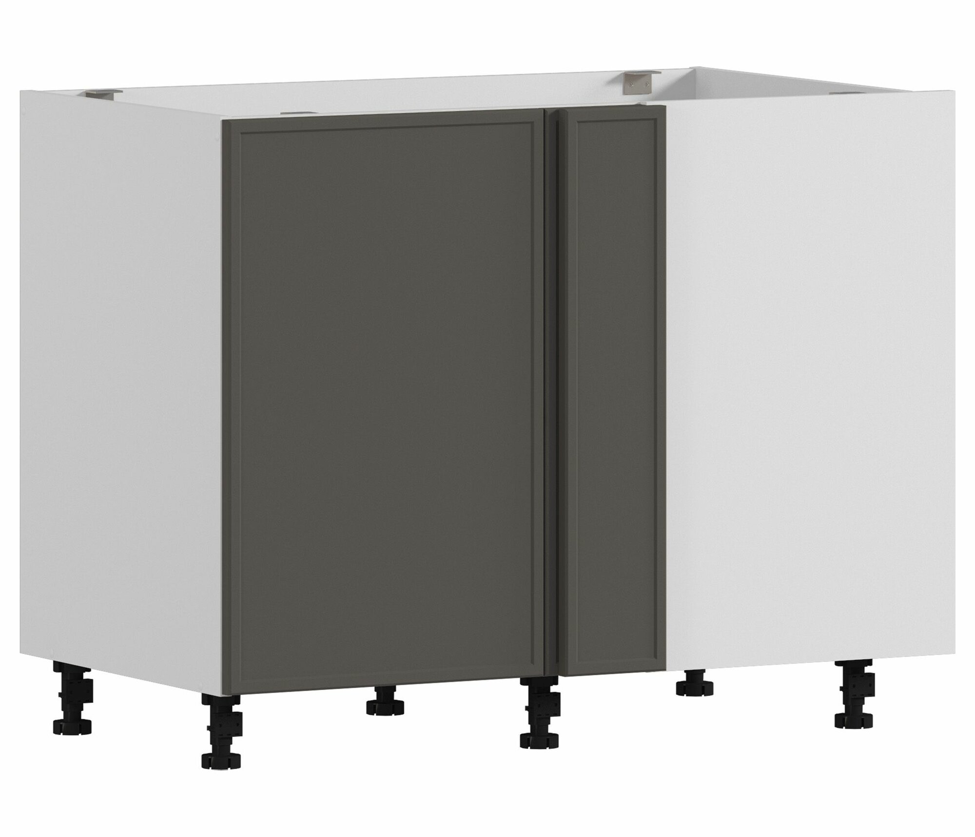 Кухонный модуль напольная тумба столплит Регина РСП/1-100 приставной, Белый/Ф-45 МДФ Квадро Базальт, 105х56х82 см