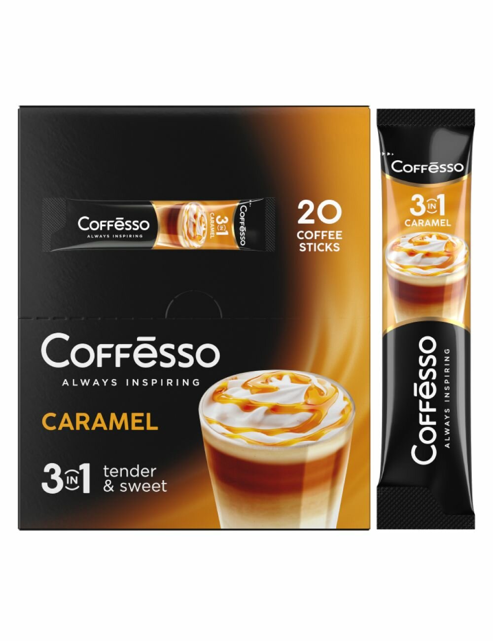 Кофе растворимый Coffesso 3в1 Caramel 15гх20стиков 1шт