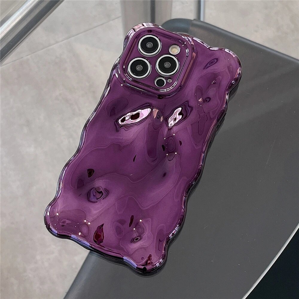 Роскошный чехол с волнистыми краями и морщинами для iPhone 17, 16, Фиолетовый, Purple, For iPhone 11