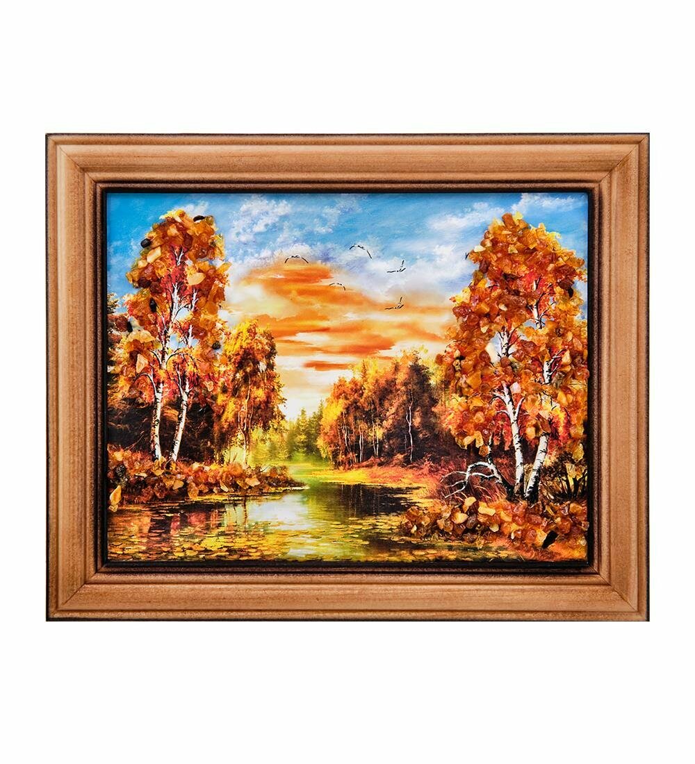 Картина "Красота природы" (с янтарной крошкой) дер. краш. рамка 12х15 A2181679