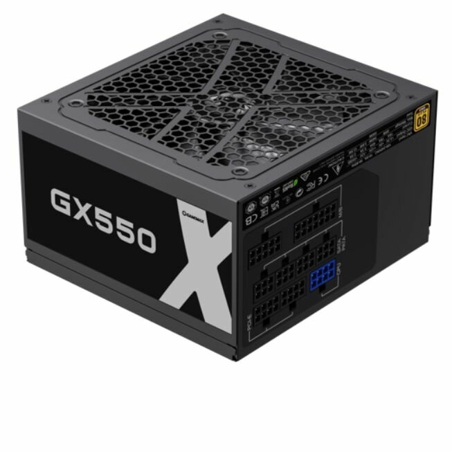 Блок питания GAMEMAX GX-550 Modular (GX-550 MODULAR) черный - 80+ Gold, ATX 20+4 пин, 4 pin + 4 pin x2 CPU, 6 SATA, 4 x 6+2 pin PCI-E