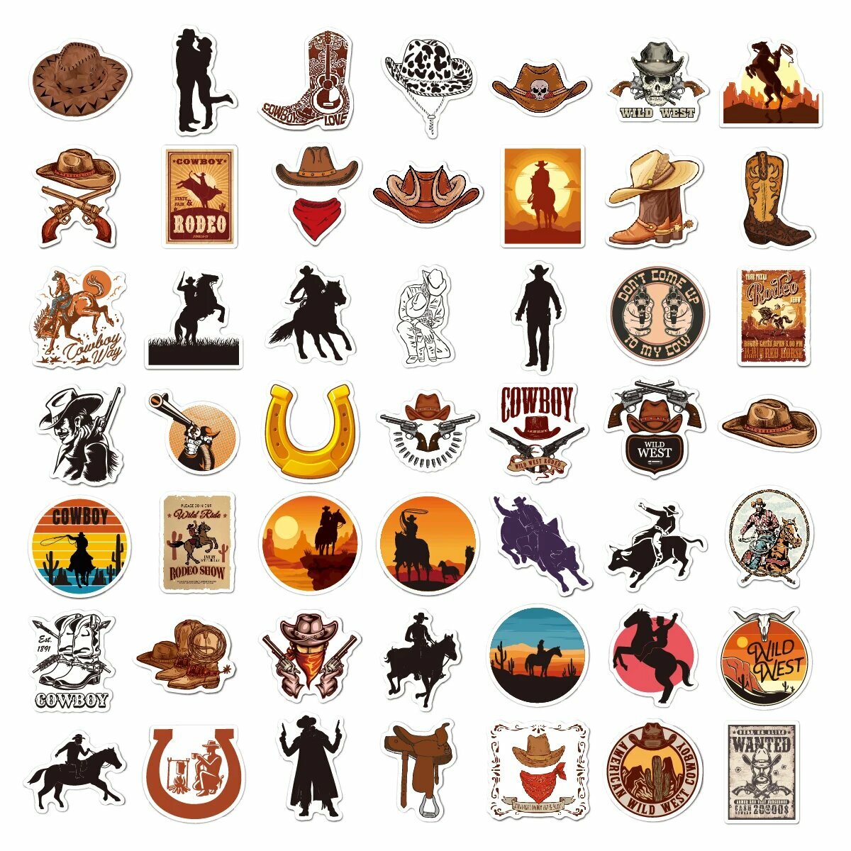Cowboy Style Stickers 50 pcs YOLPHA