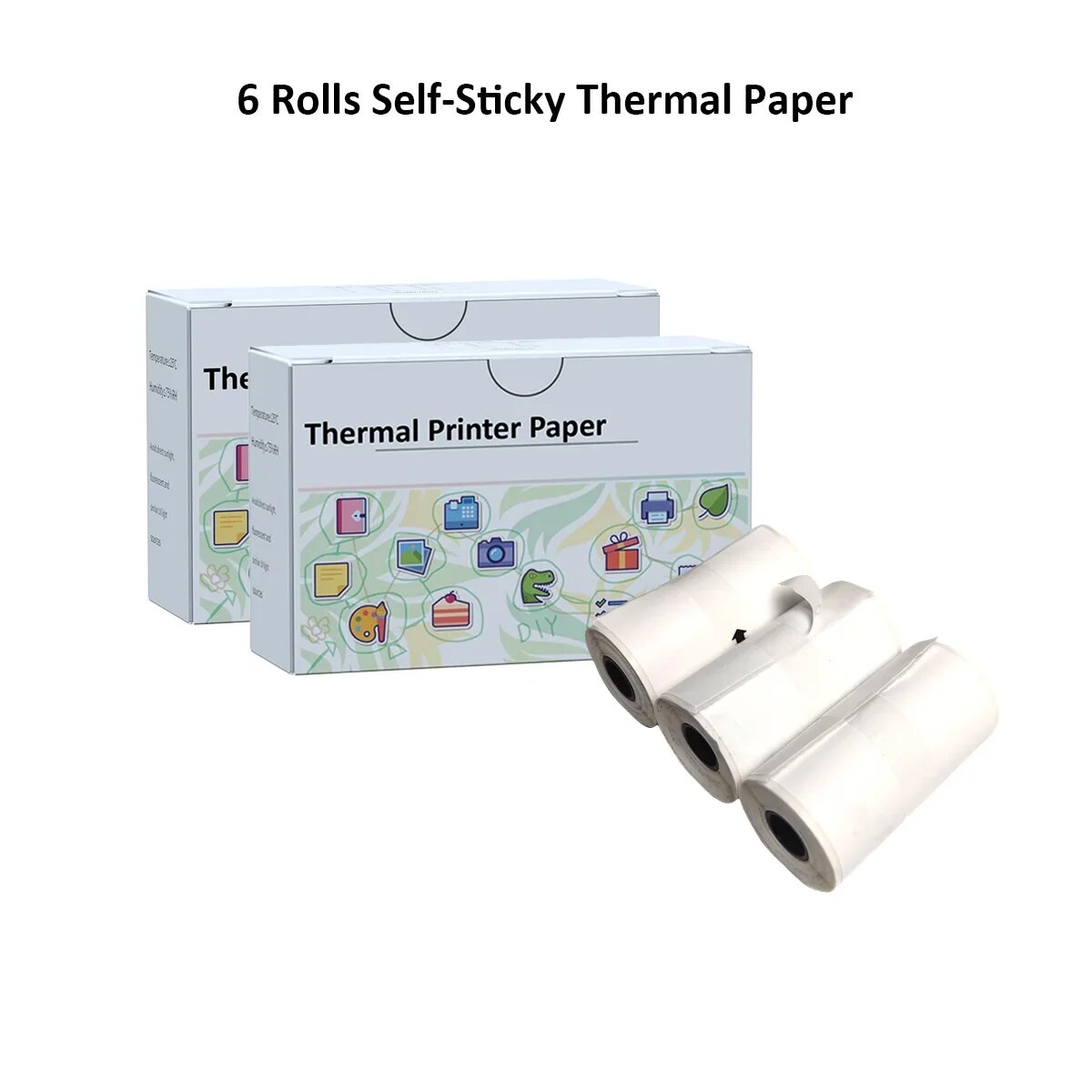 Самоклеящаяся термобумага QKX для мини-принтера наклеек черного цвета 6R White Sticky