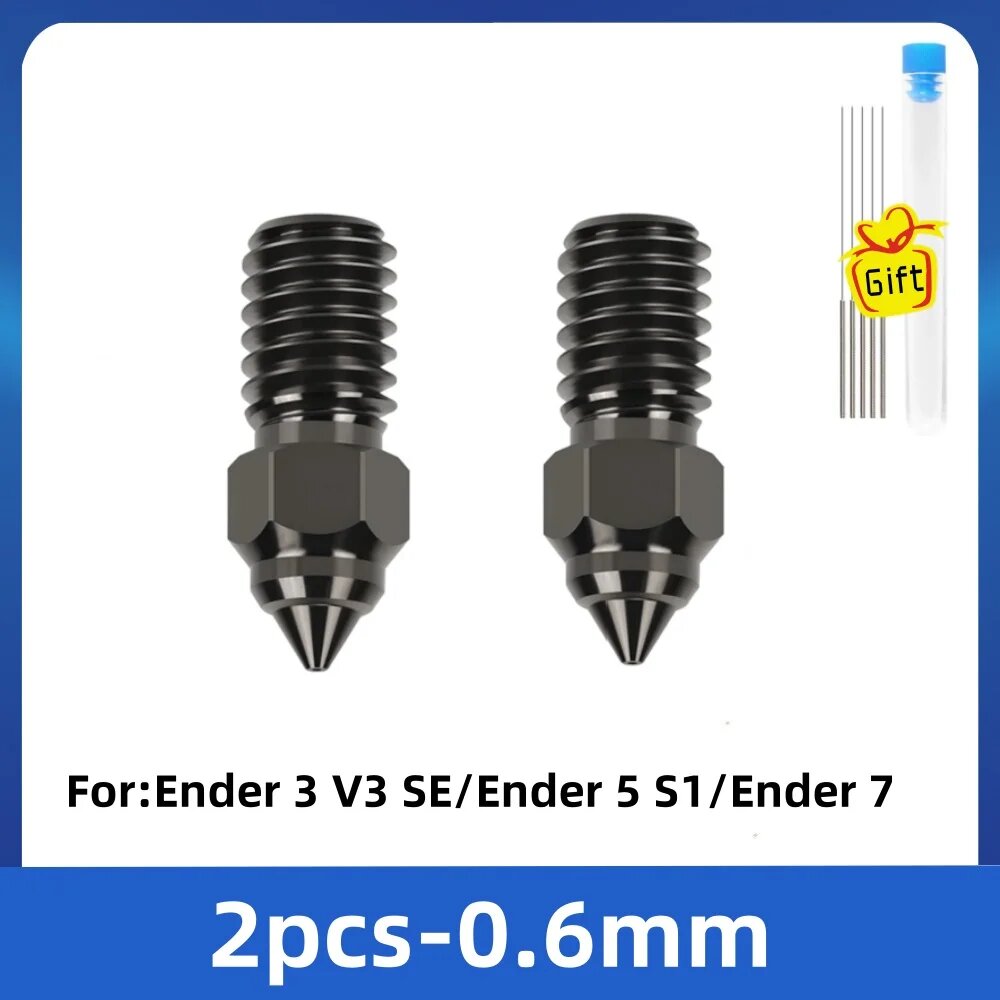 Creality Ноздли из закаленной стали для Ender 3 V3 SE/Ender 7/Ender 5 S1 2pcs-0.6mm