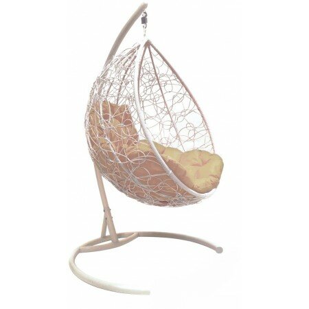 Подвесное кресло M-Group Капля 11020101 (белый ротанг/бежевая подушка)