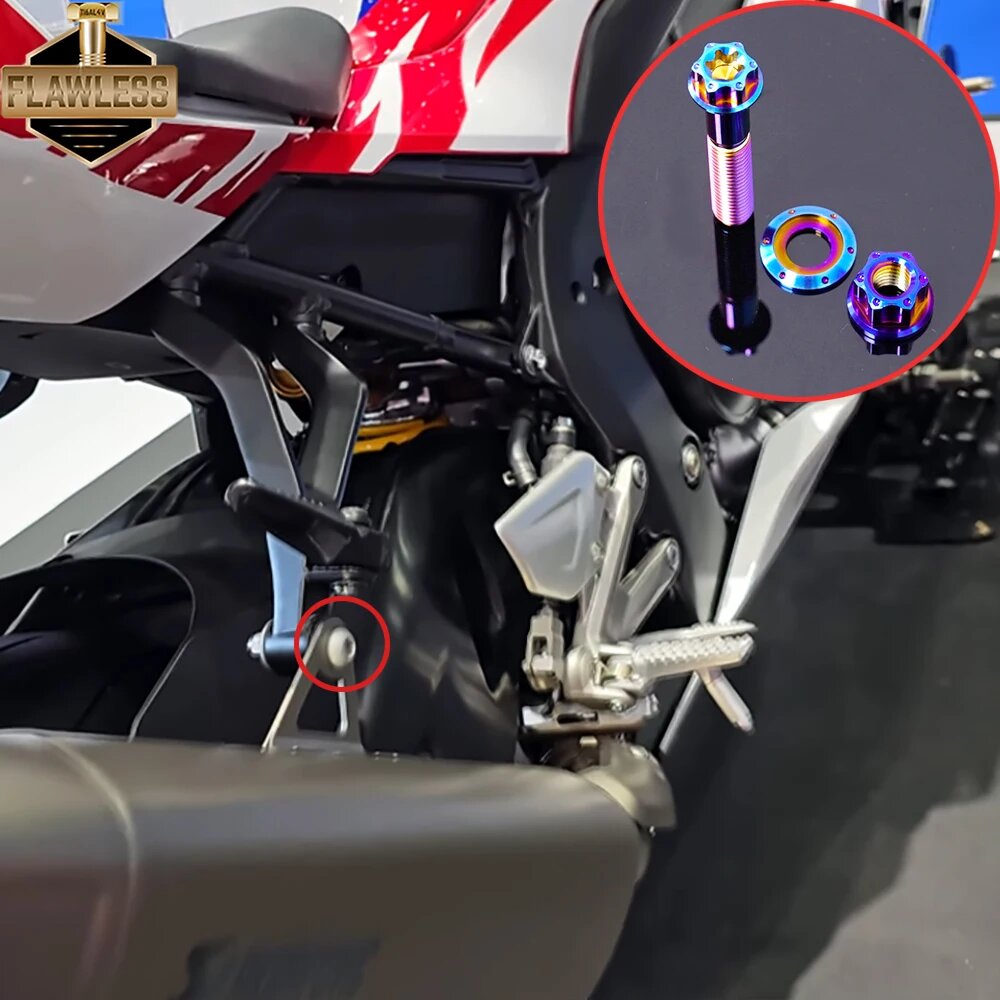 Драгоценные титановые болты Gr5 передний задний тормозной дисковый болт цепь Регулируемая Звездочка поворотный рычаг гайка для Honda CBR1000RR-R 2023-2024, Exhaust Pipe 3 PCS, Black