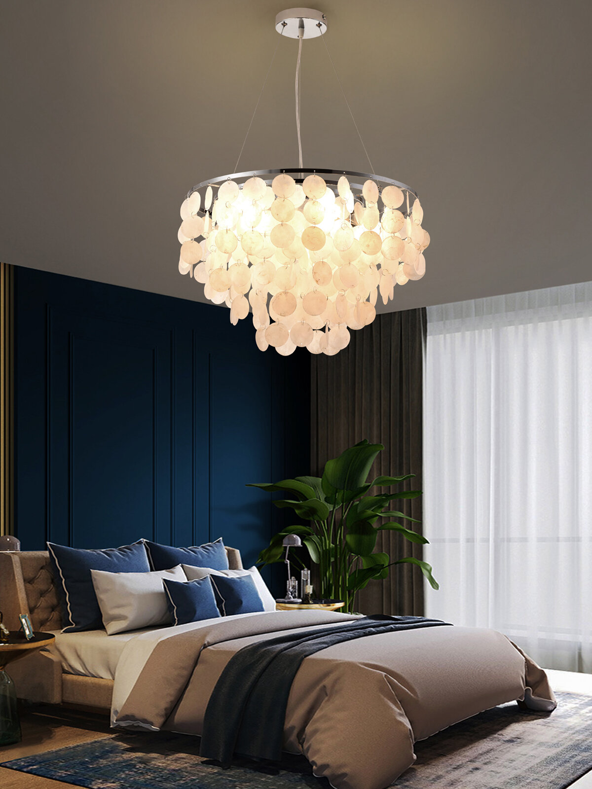 Современная скандинавская люстра-ракушка для освещения спальни, хром