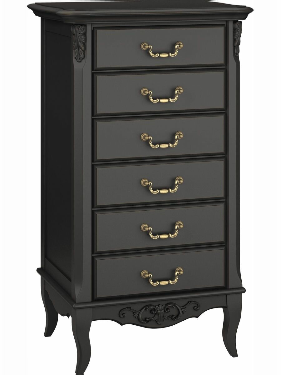 Комод Ля Нэж "Blak Wood", стиль Прованс, чёрный, деревянный, 6 ящиков, высота 110 см