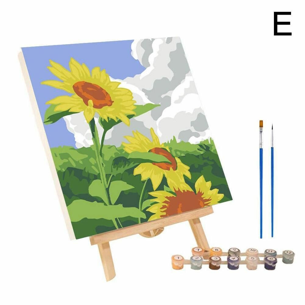 Картина по номерам, Пейзаж с подсолнухами, Картина маслом своими руками