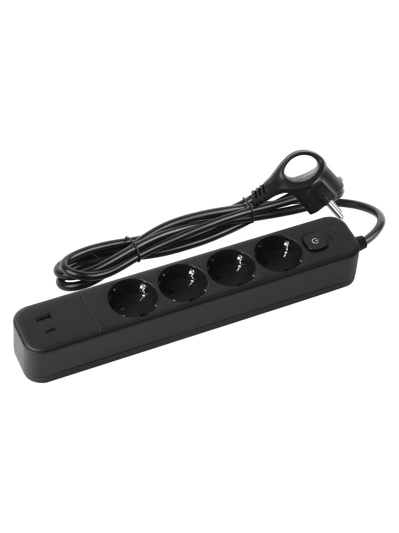 Сетевой фильтр ЭРА USF-4es-1,5m-2xUSBAC-B